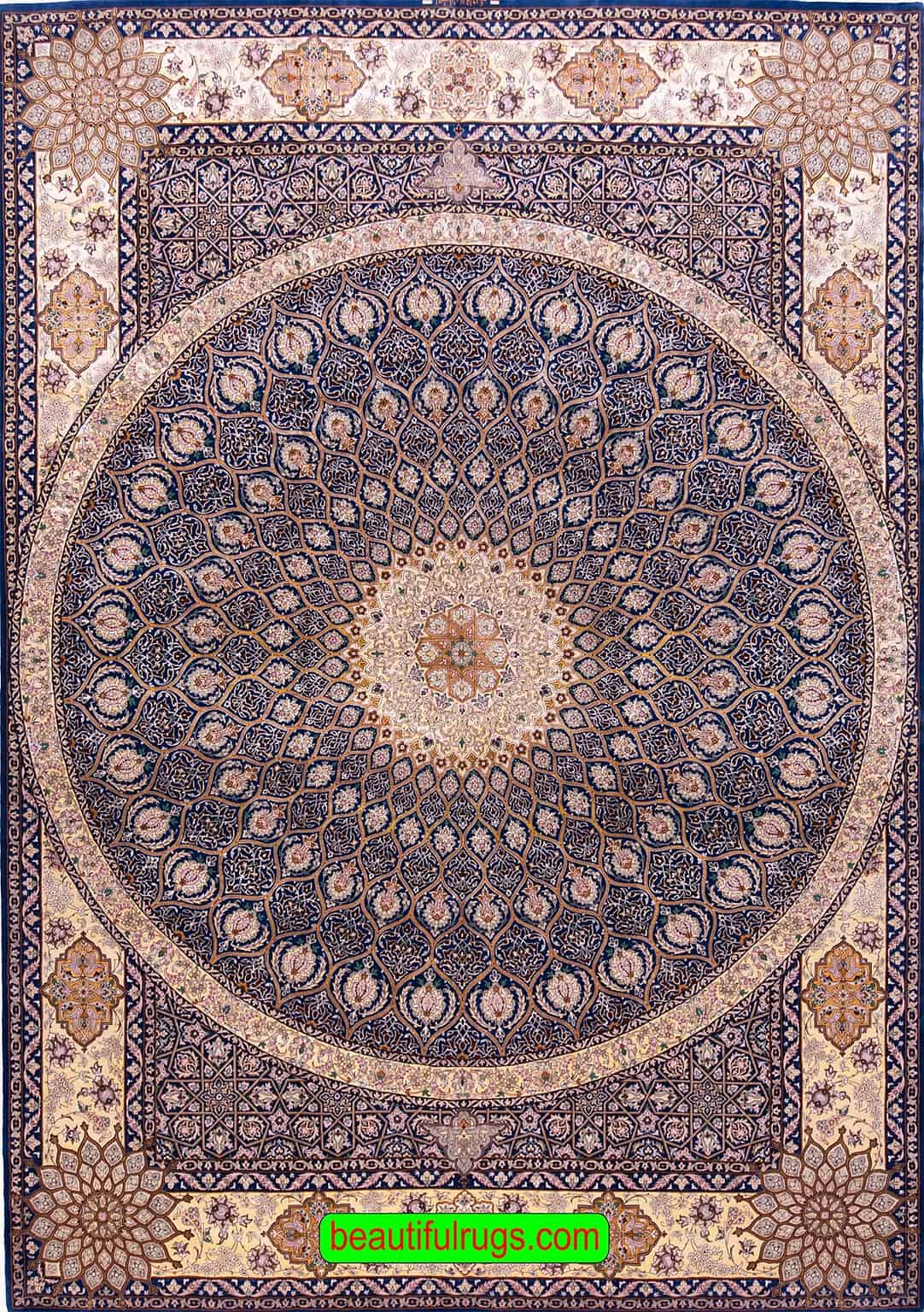 8x11 Rug - Blue Mandala 8x11 Rug Persian Isfahan Rug for Sale