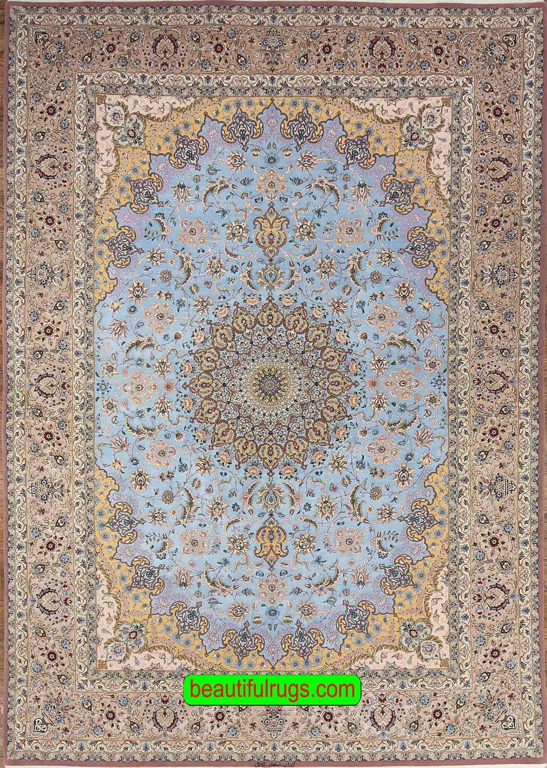 Persian Rugs | Blue Rug | Silk Persian Isfahan Rug | Beautiful Rugs