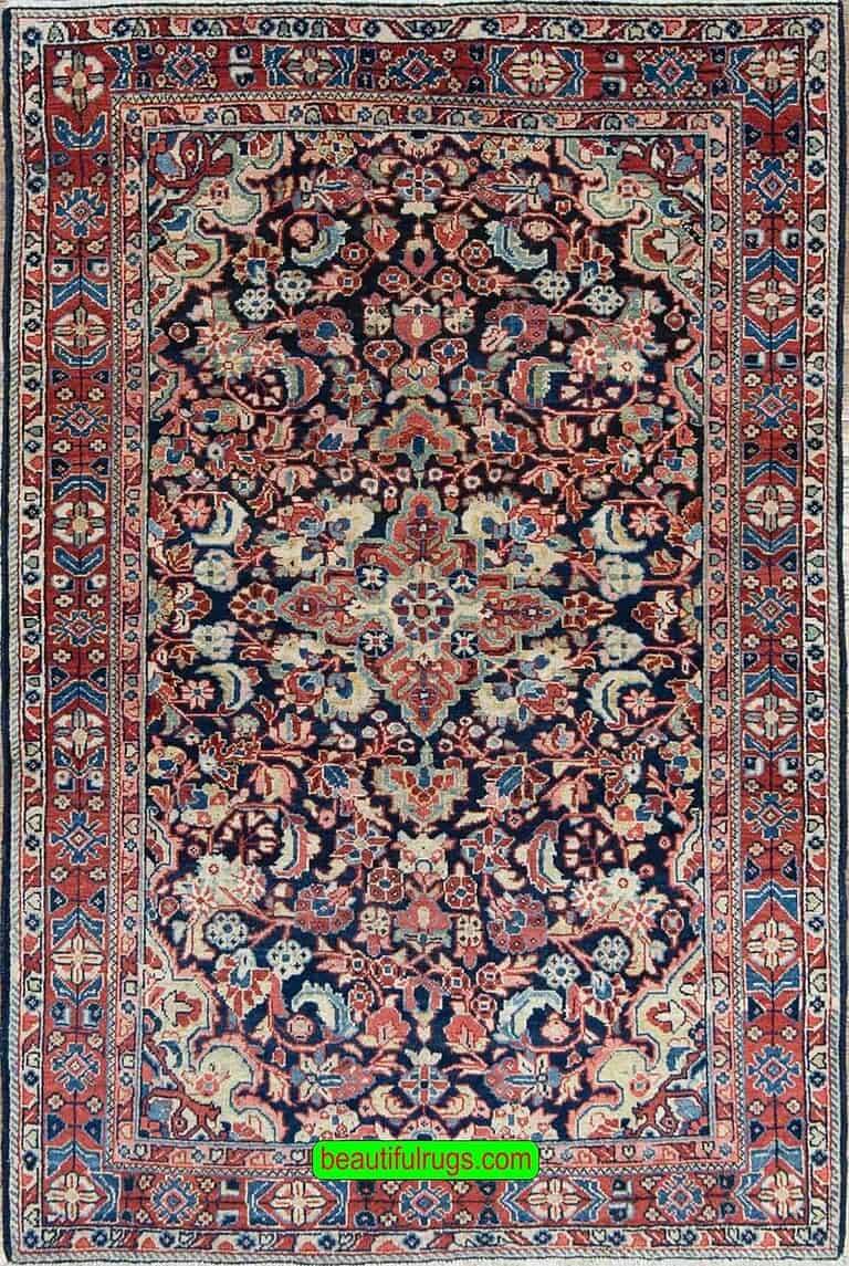 Vintage Rugs - Buy 4x6 Blue Persian Mahal Vintage Rug On Sale