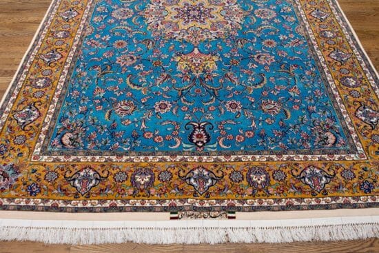 Silk Persian Rug - Persian Isfahan Blue Rug - Beautiful Rugs