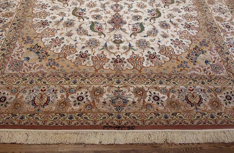 Beige Persian Silk Rug - Genuine Persian Rug - Beautiful Rugs