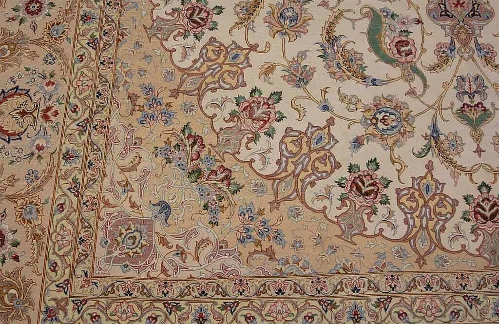 Beige Persian Silk Rug - Genuine Persian Rug - Beautiful Rugs